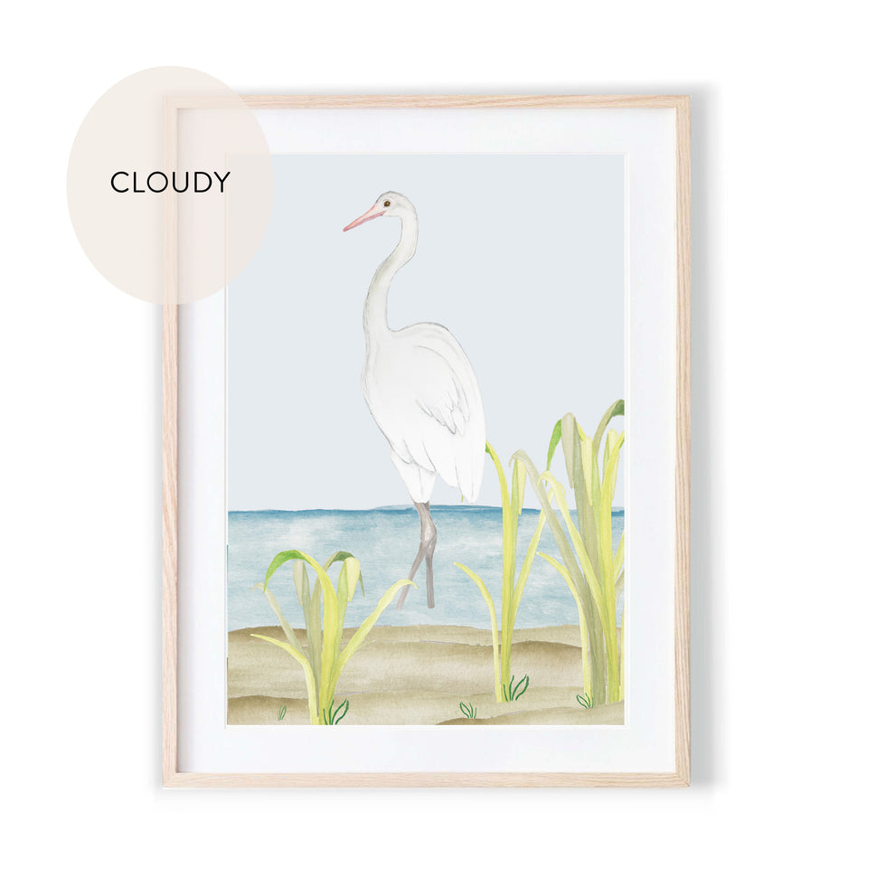 Custom Color Egret Print – Sweet Pea and Whimsy